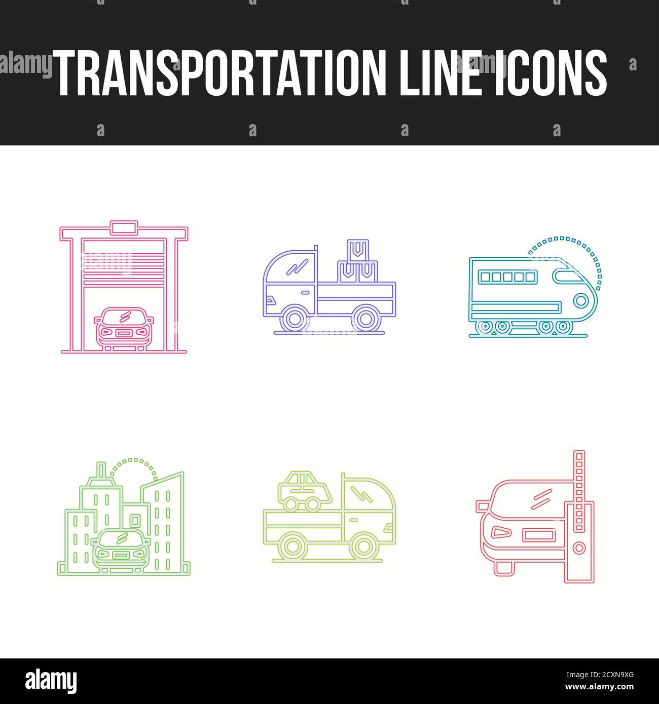 Icon Set of Unique Transportation Line Icon Stock Vector Image & Art ...