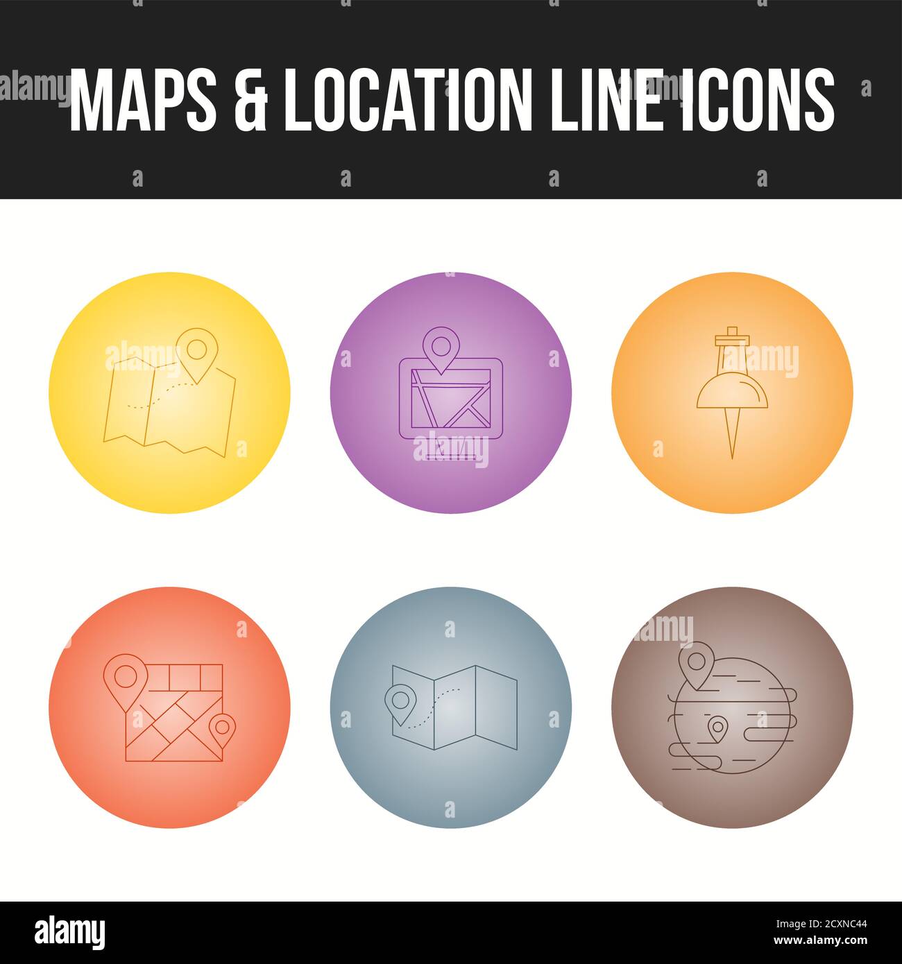Unique set of maps & location 6 line icons Stock Vector Image & Art - Alamy