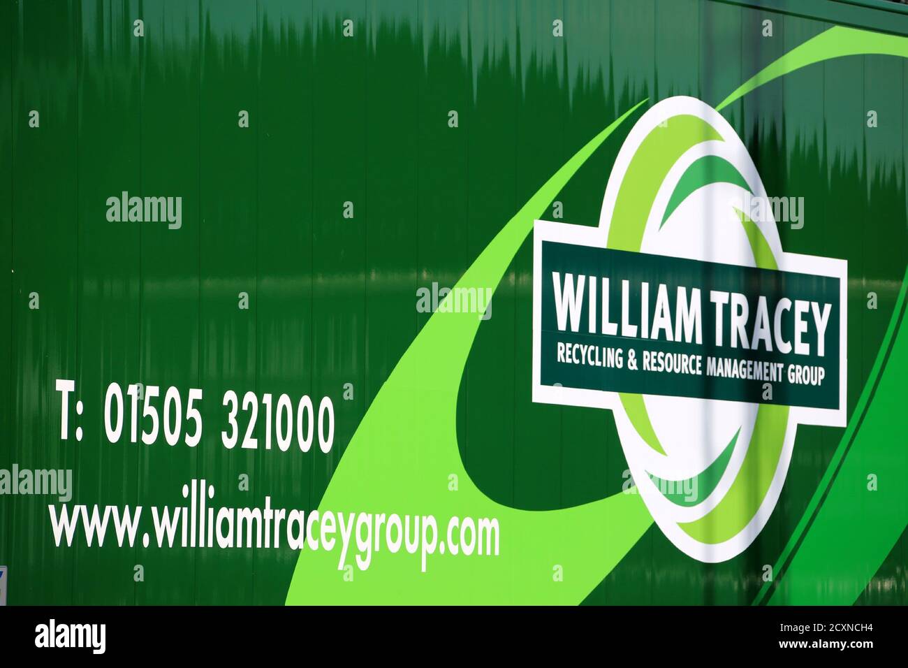 William Tracey Recyling group logo branding on side of lorry Stock ...