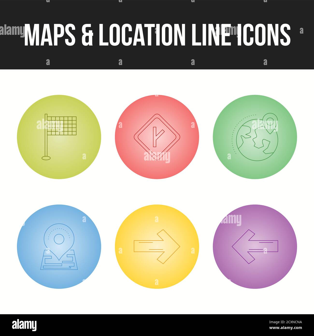 Set of beautiful maps & location line icons Stock Vector Image & Art ...