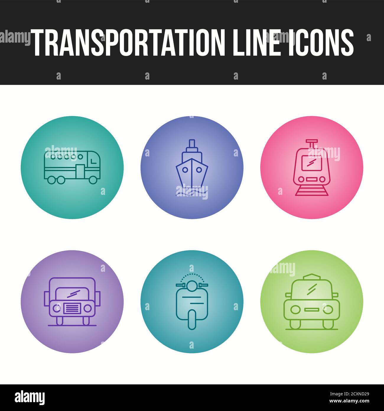 Beautiful Transportation unique line 6 icons set Stock Vector Image ...