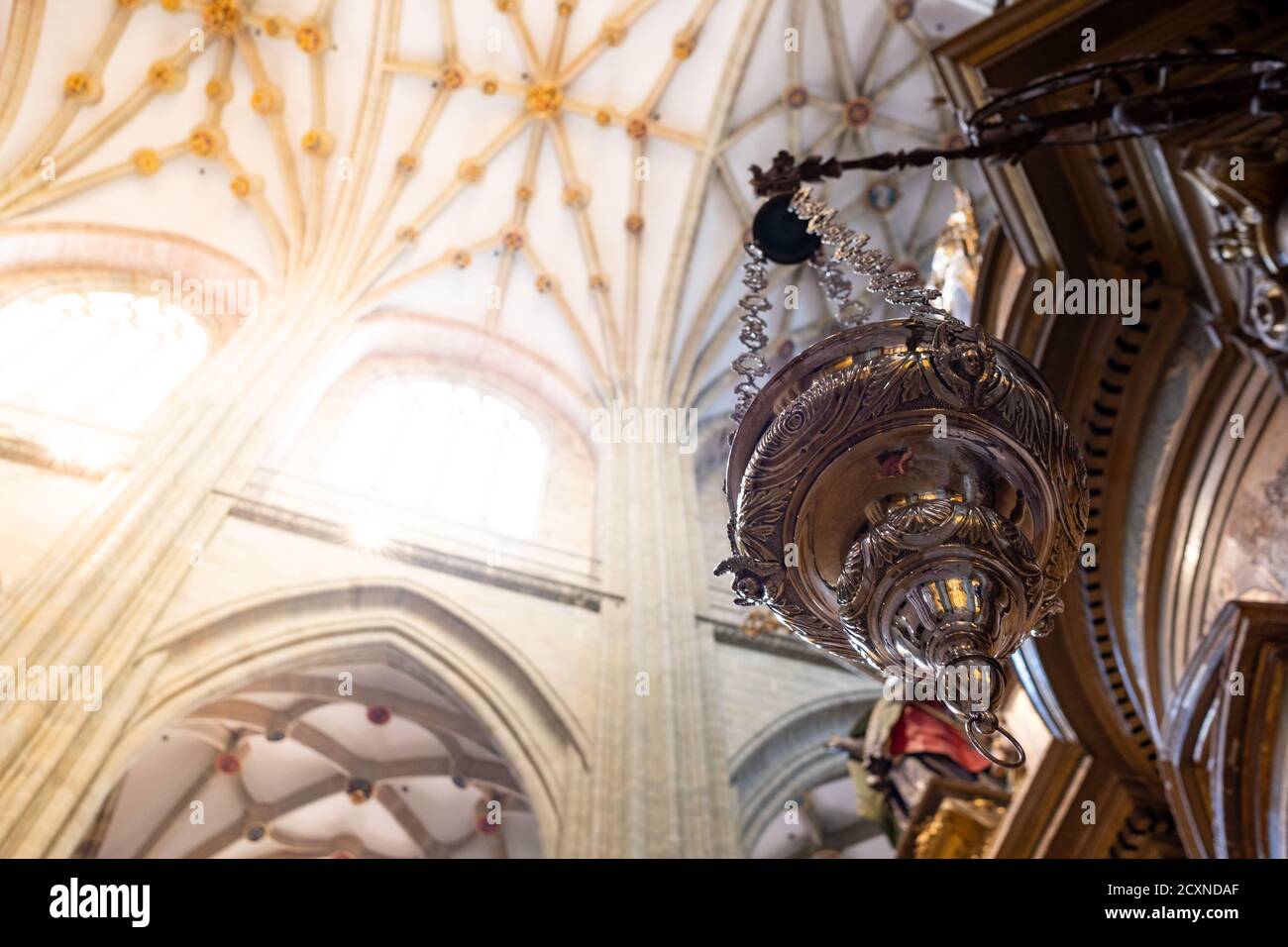 close up of a thurible, a silver censer use to spread incense during ...