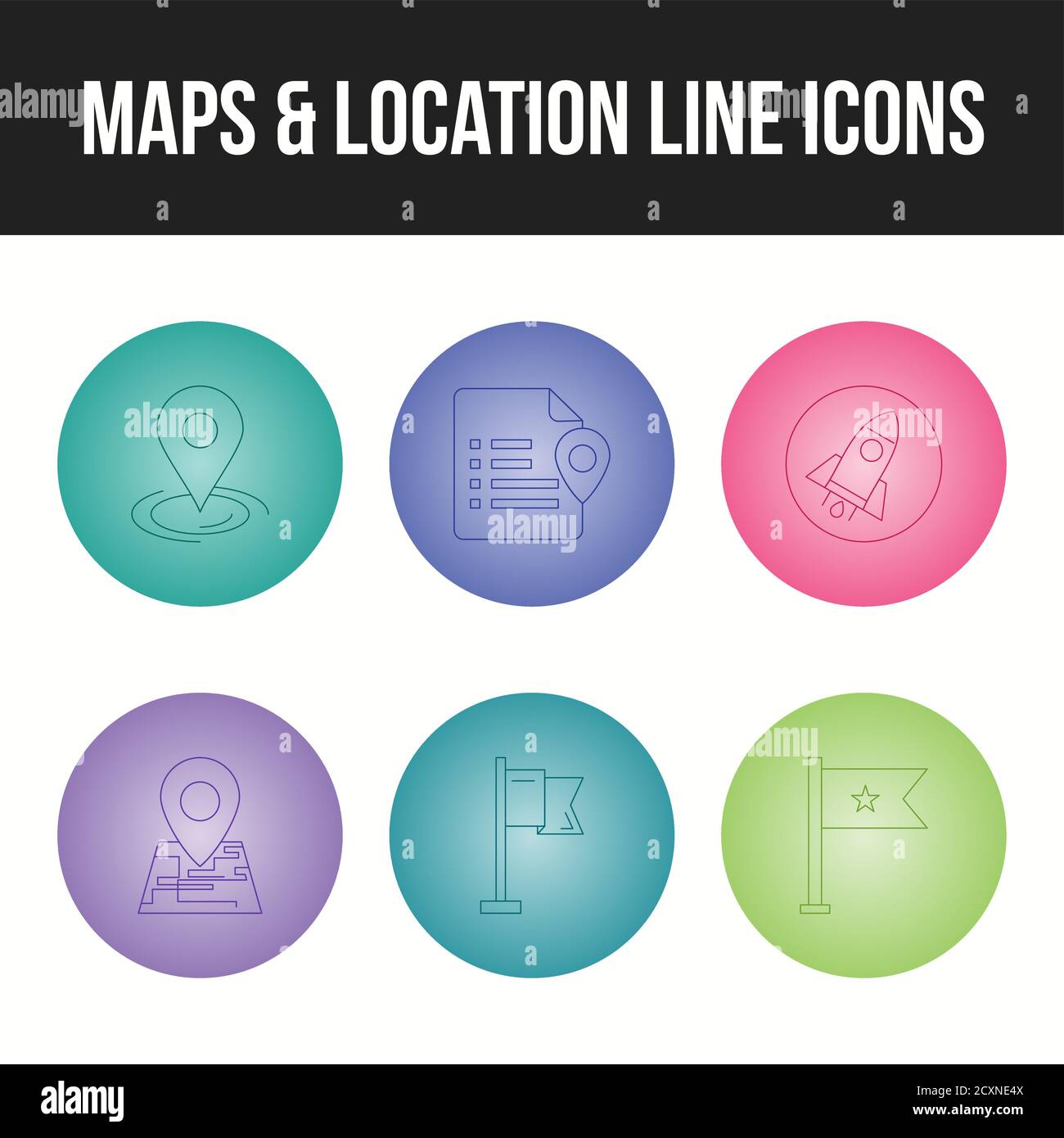 Unique icon set of maps & location line icons Stock Vector Image & Art ...