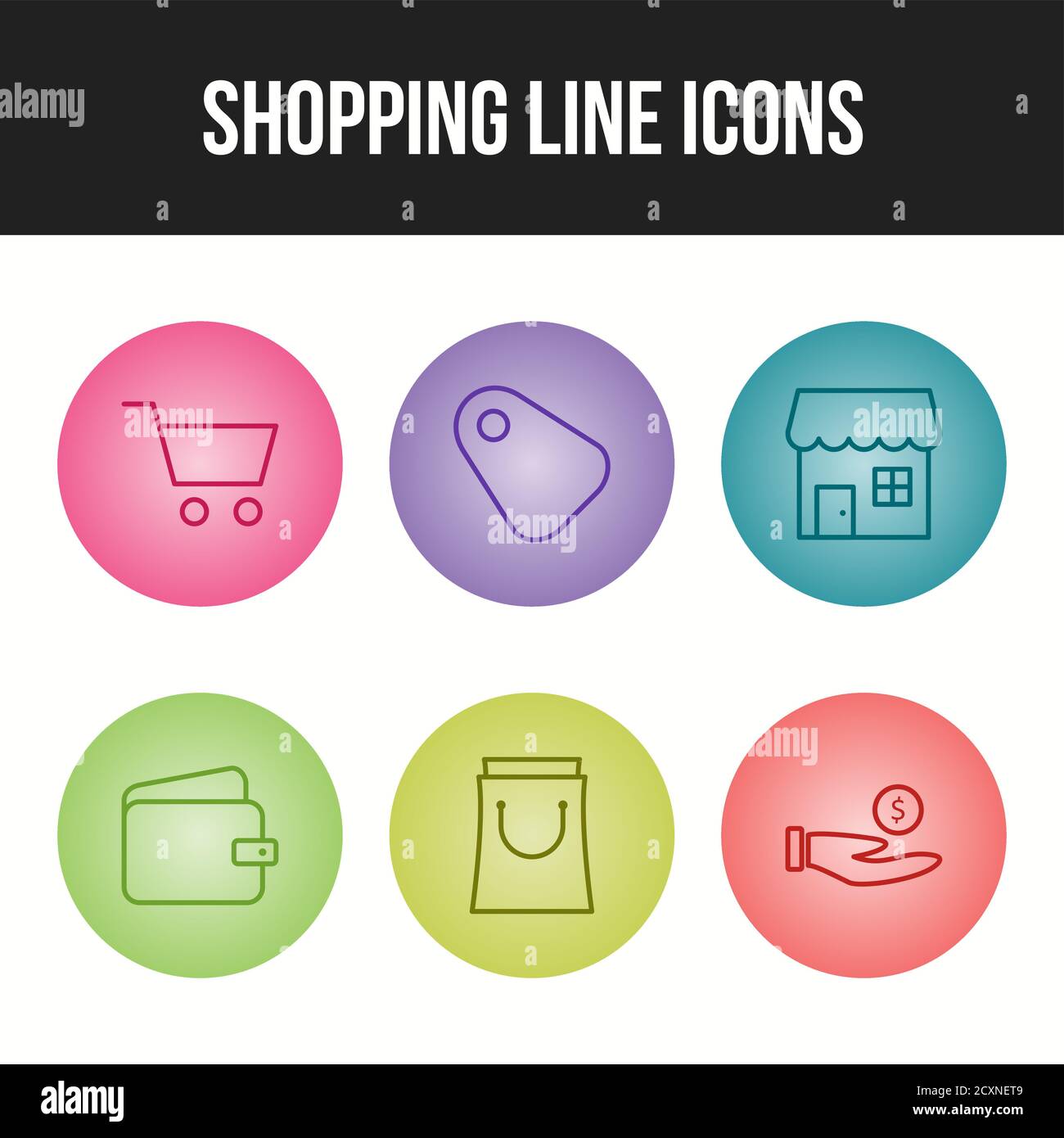 Beautiful shopping six icons in one set Stock Vector Image & Art - Alamy