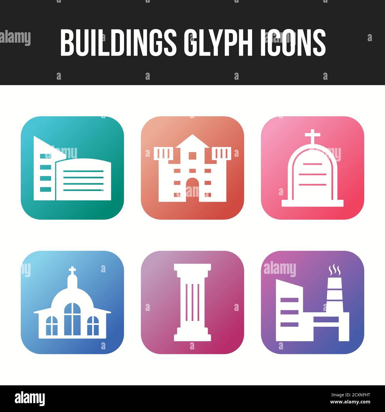 Beautiful buildings vector icon set for commercial use Stock Vector ...
