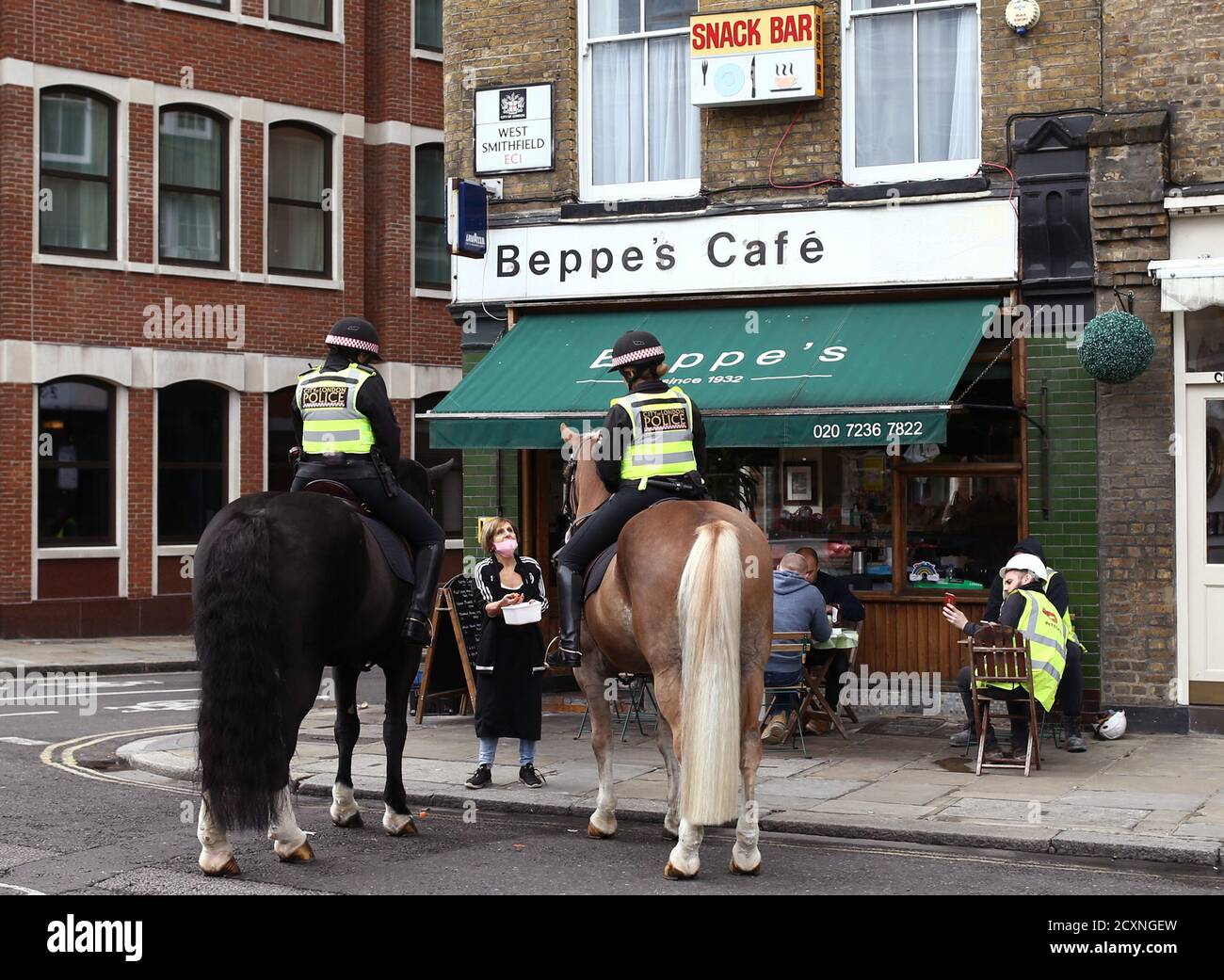Horses from the Mounted Branch of the City of London Police are given a ...