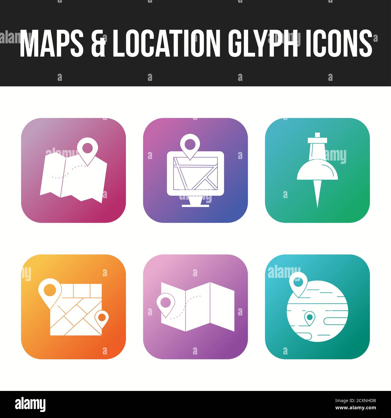 Unique set of maps & location 6 glyph icons Stock Vector Image & Art ...