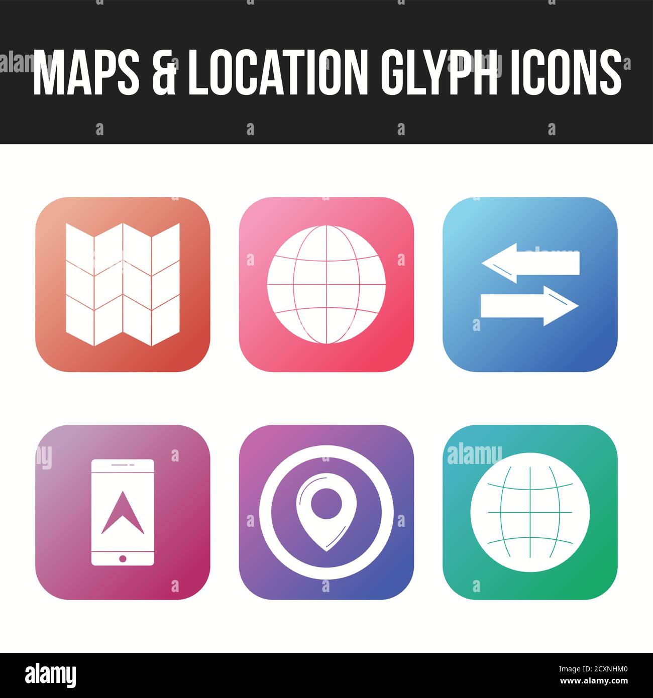 Unique set of maps & location 6 glyph icons Stock Vector Image & Art ...