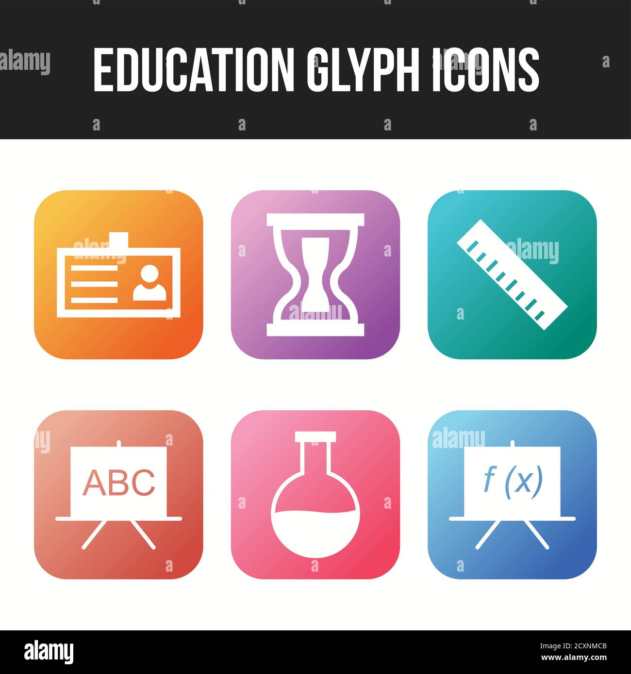 Beautiful Six Education & Schooling glyph Icon set Stock Vector Image ...