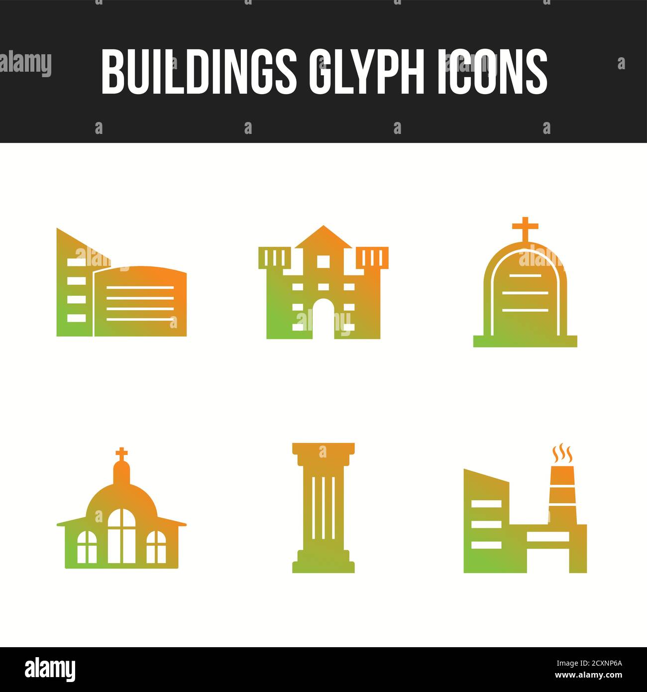 Beautiful buildings vector icon set for commercial use Stock Vector ...