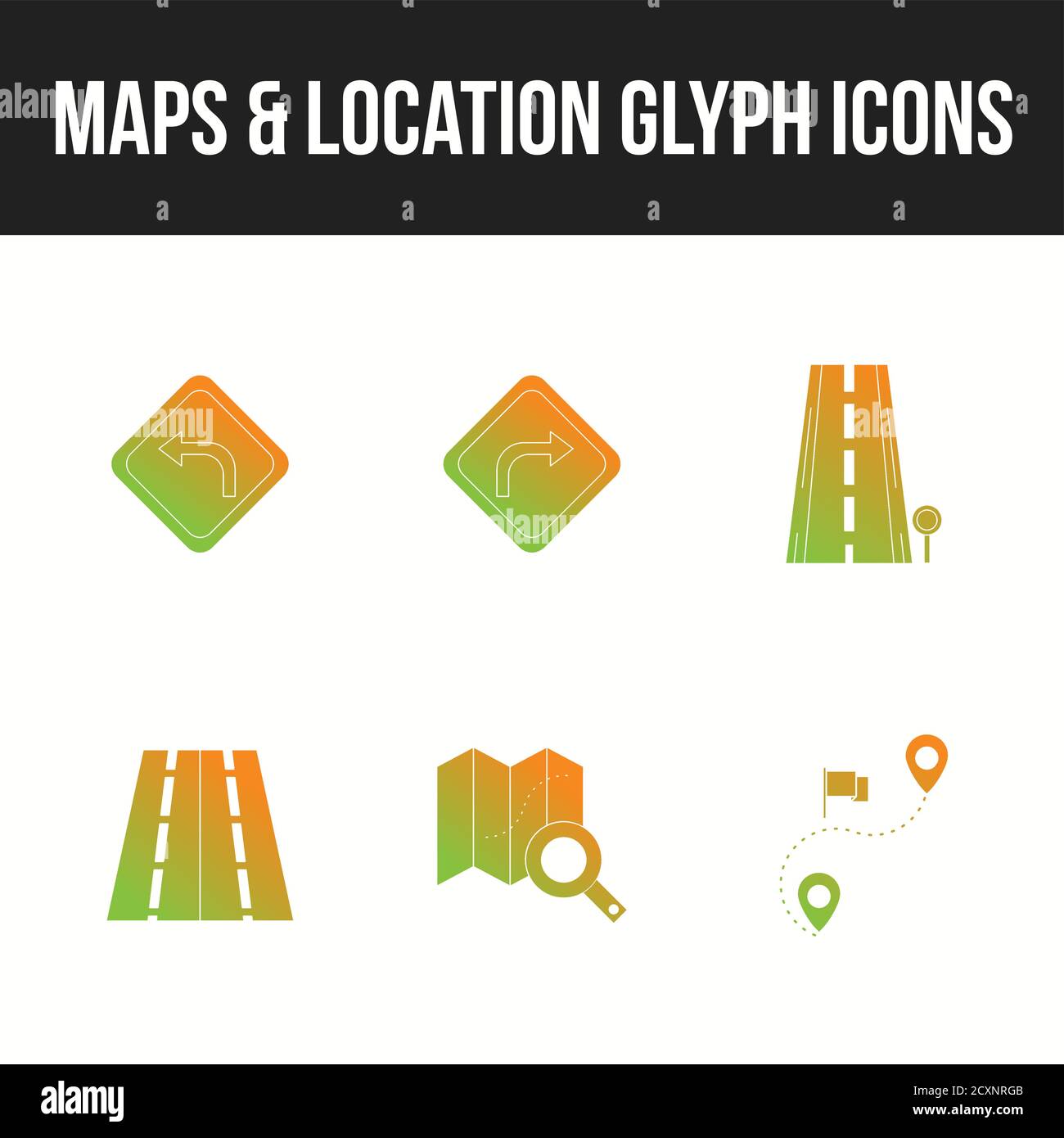 Beautiful maps & location unique glyph icon set Stock Vector Image ...