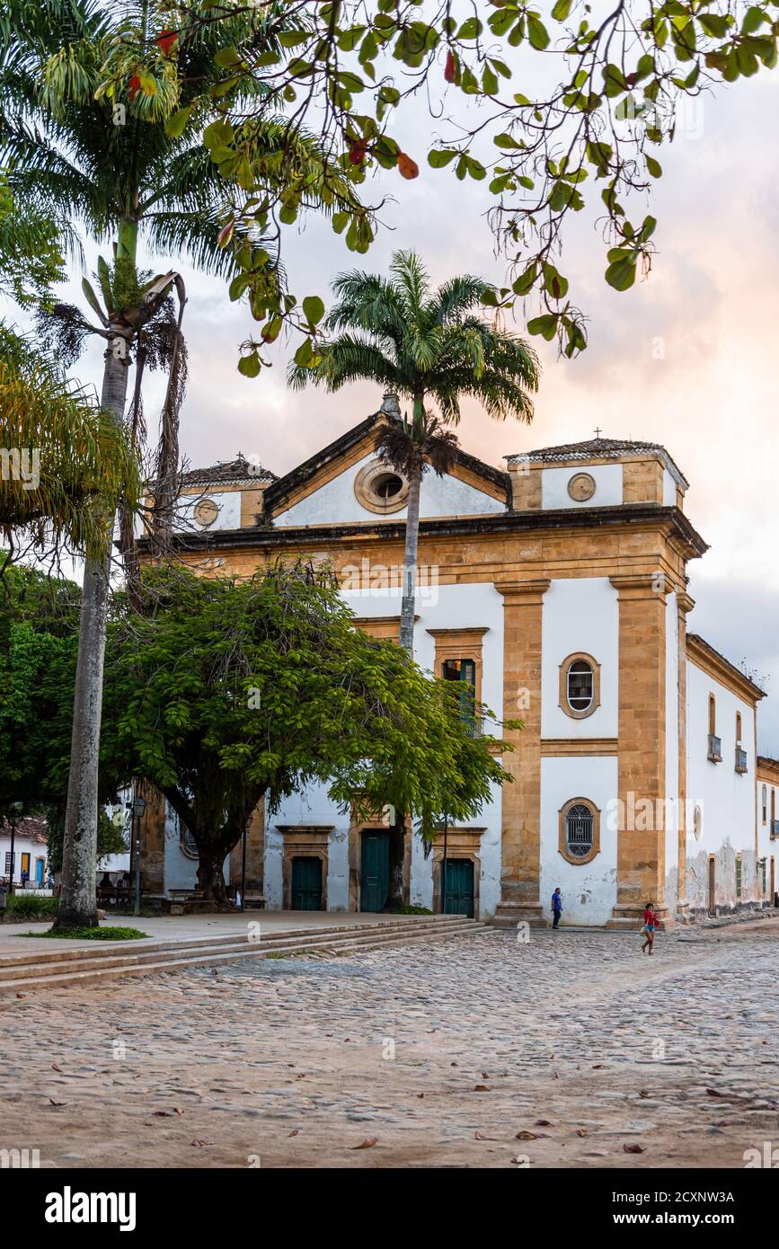 Old catholic church square in historical brazilian town Stock Photo - Alamy