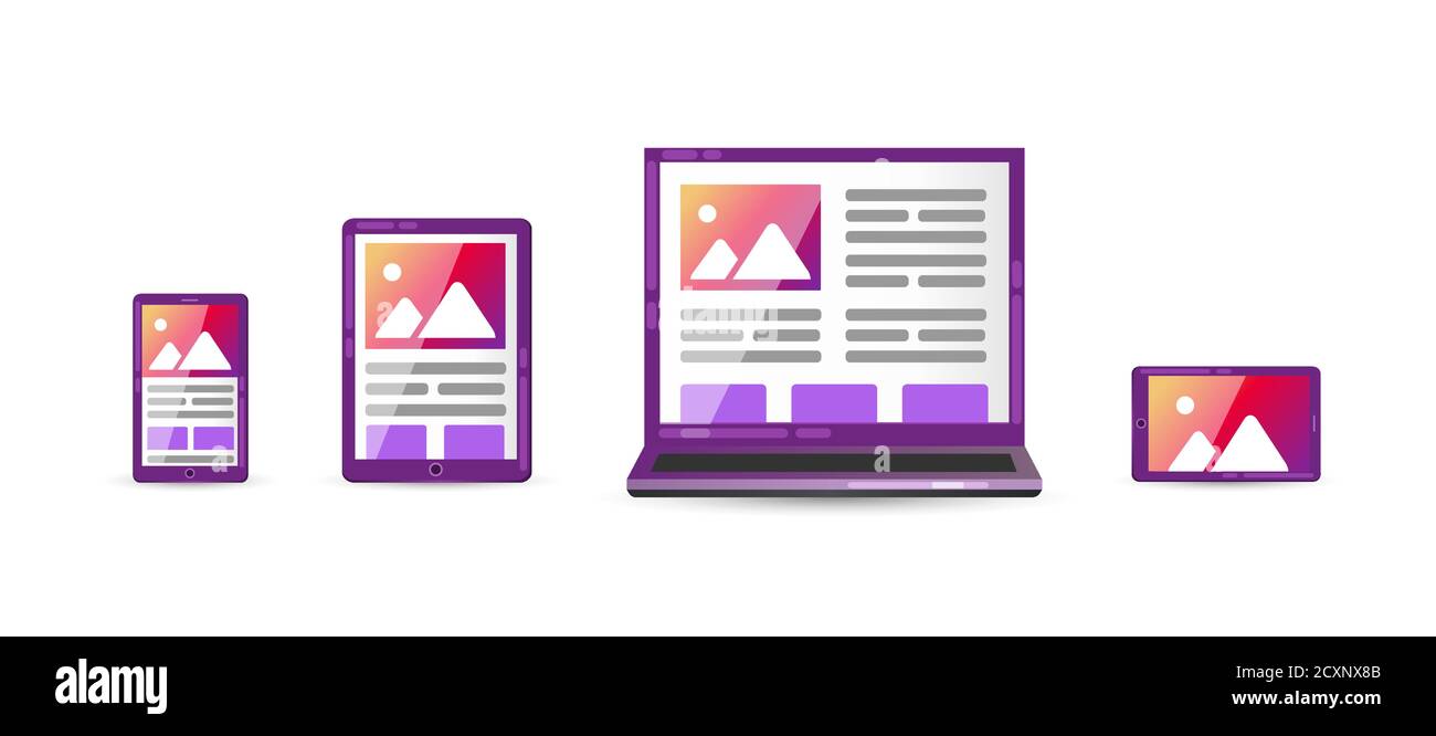 Bright Flat illustration design website. concept cross platform. Vector ...