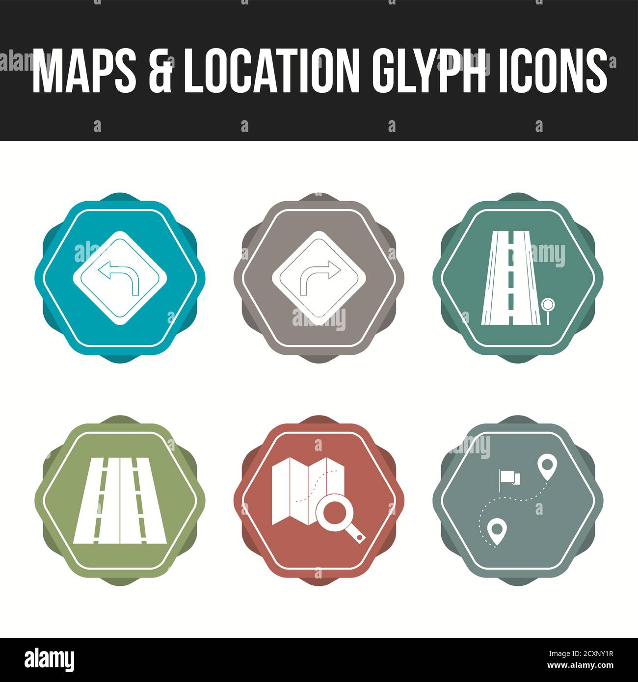 Beautiful maps & location unique glyph icon set Stock Vector Image ...