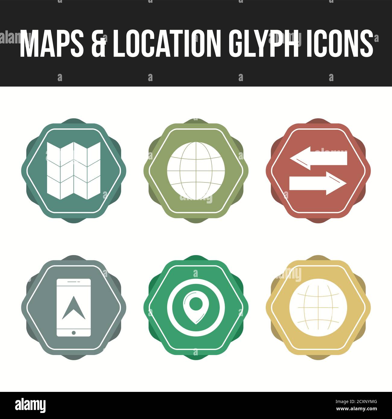 Unique set of maps & location 6 glyph icons Stock Vector Image & Art ...