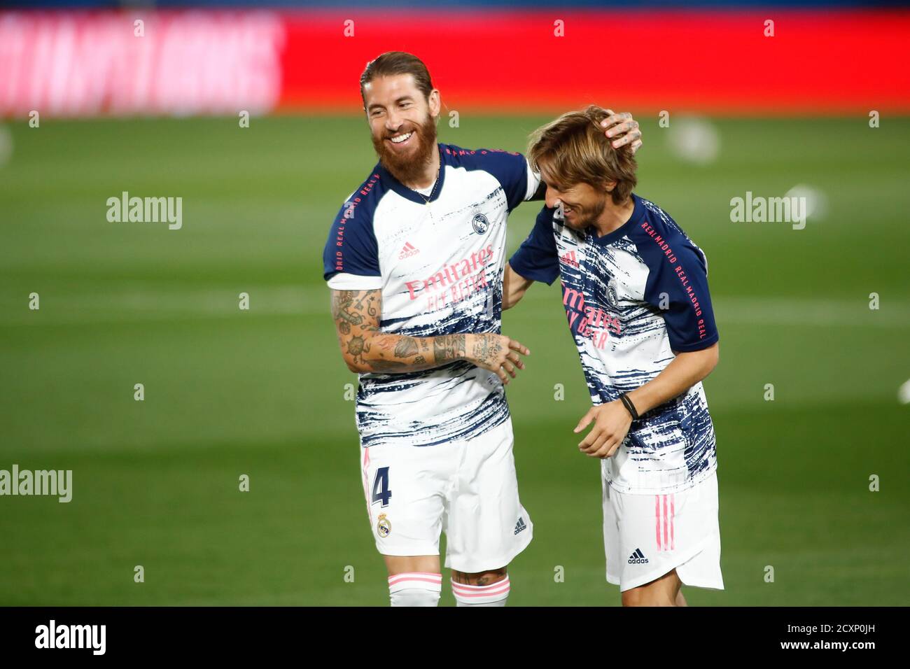 Sergio Ramos and Luka Modric of Real Madrid warm up ahead of the ...