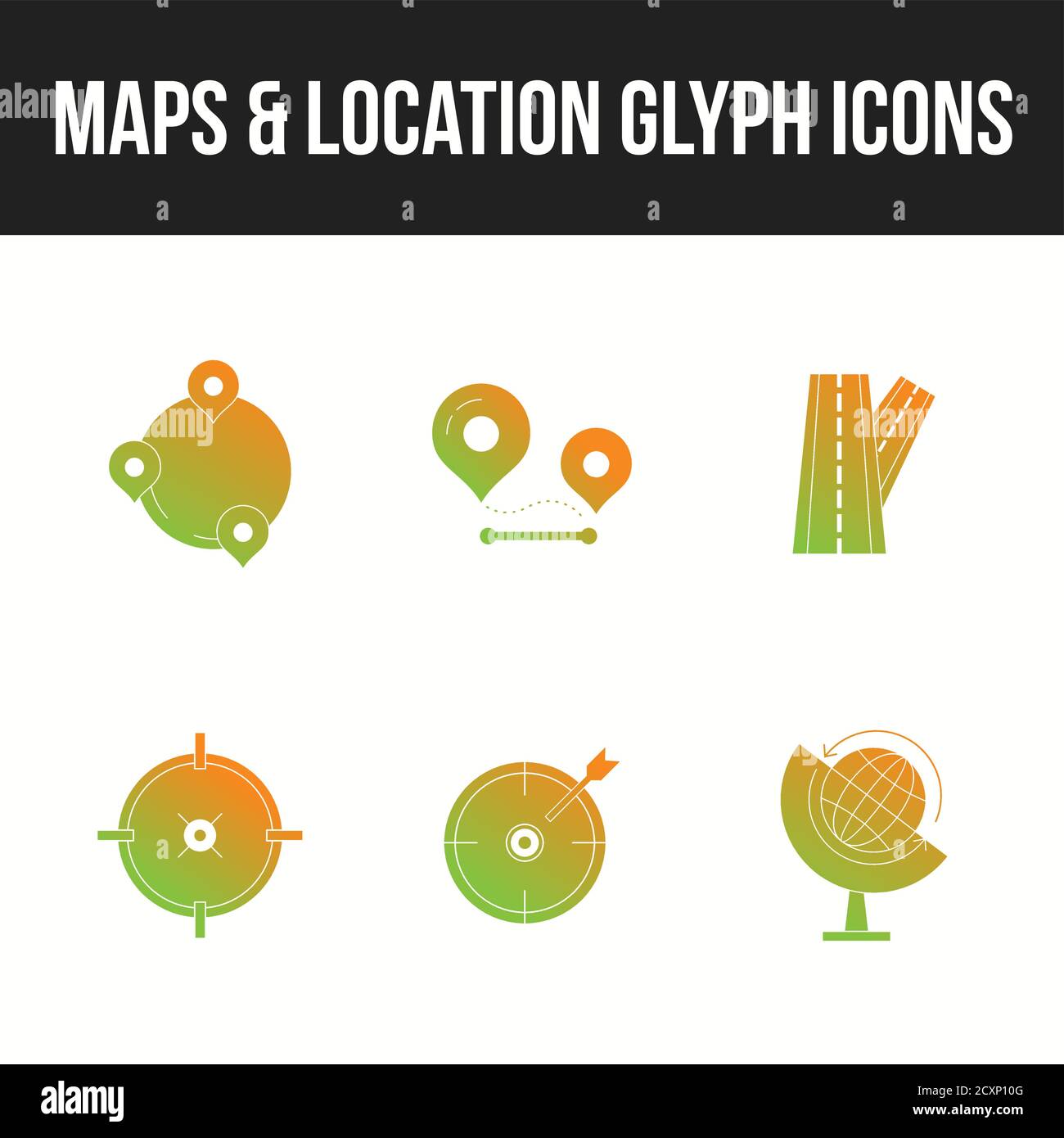 Unique icon set of maps & location glyph icons Stock Vector Image & Art ...