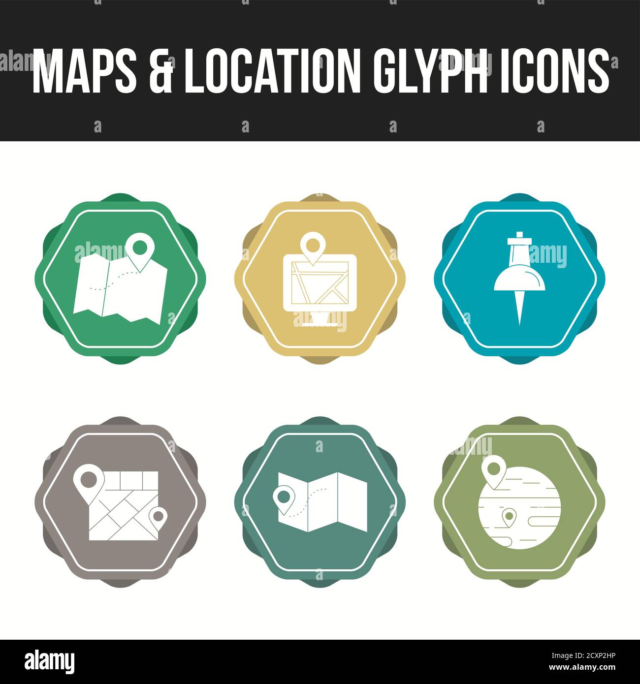 Unique set of maps & location 6 glyph icons Stock Vector Image & Art ...