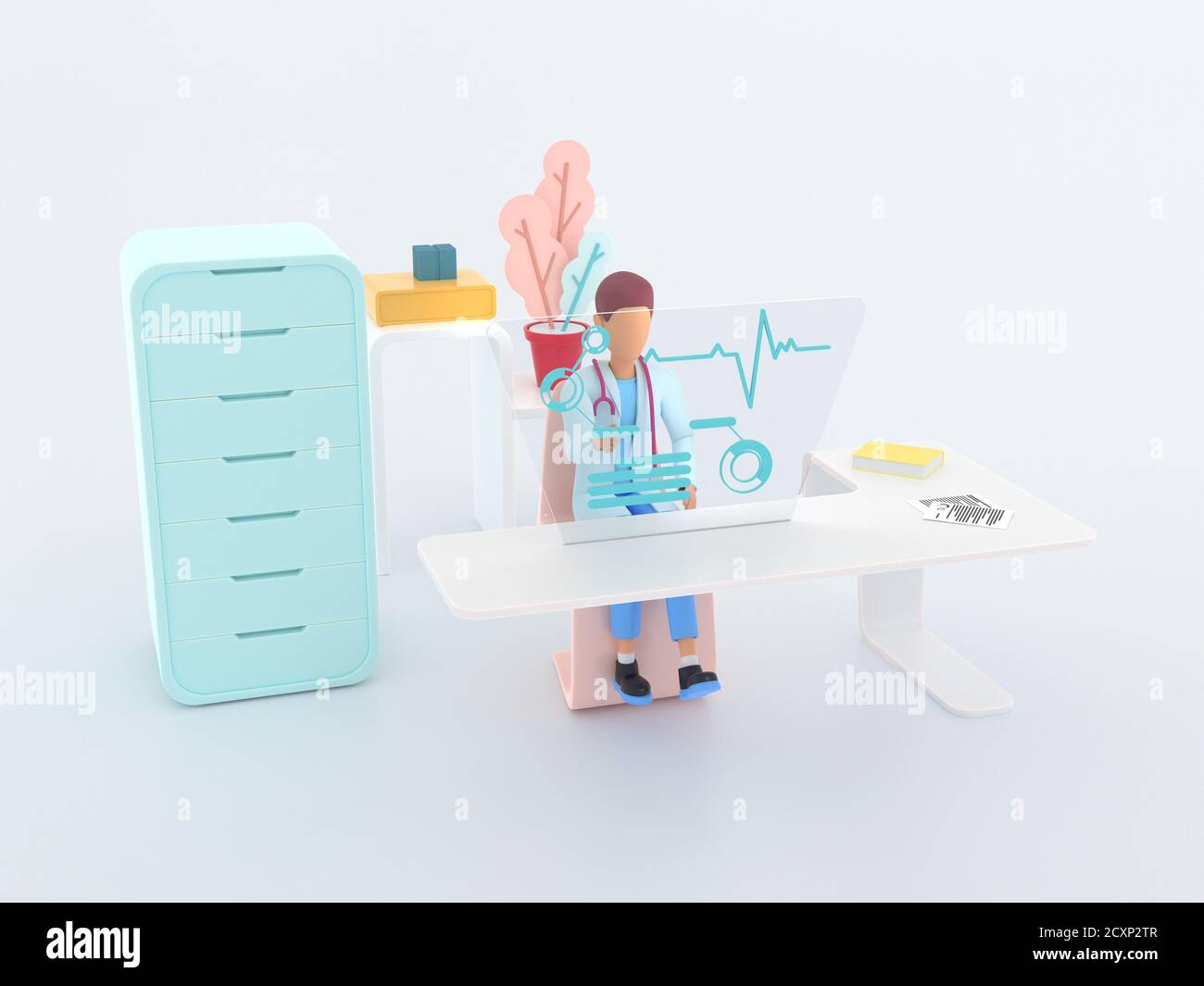 Healthcare series: Cardiologist specialist at work. 3d render Stock ...