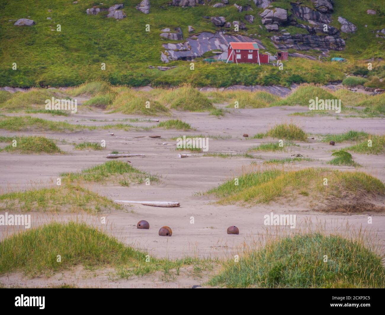 Great, sandy, beautiful Bunes beach, Lofoten, Norway Stock Photo - Alamy