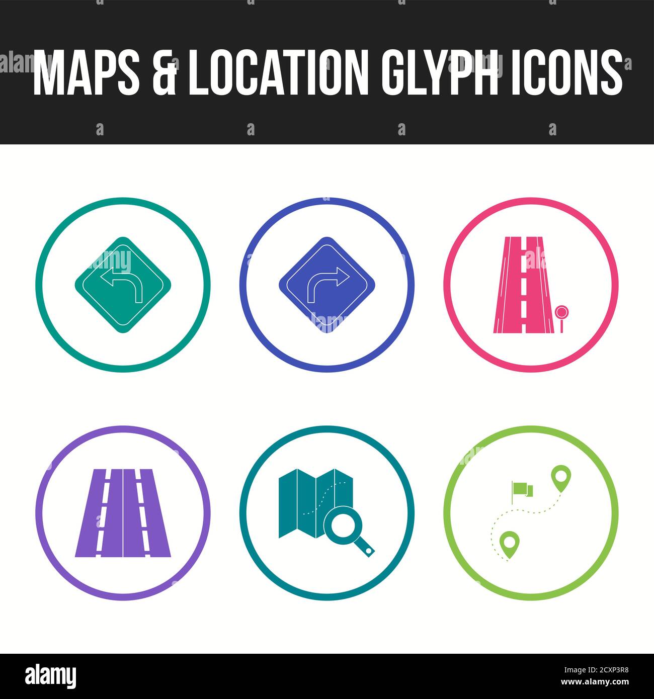 Beautiful maps & location unique glyph icon set Stock Vector Image ...