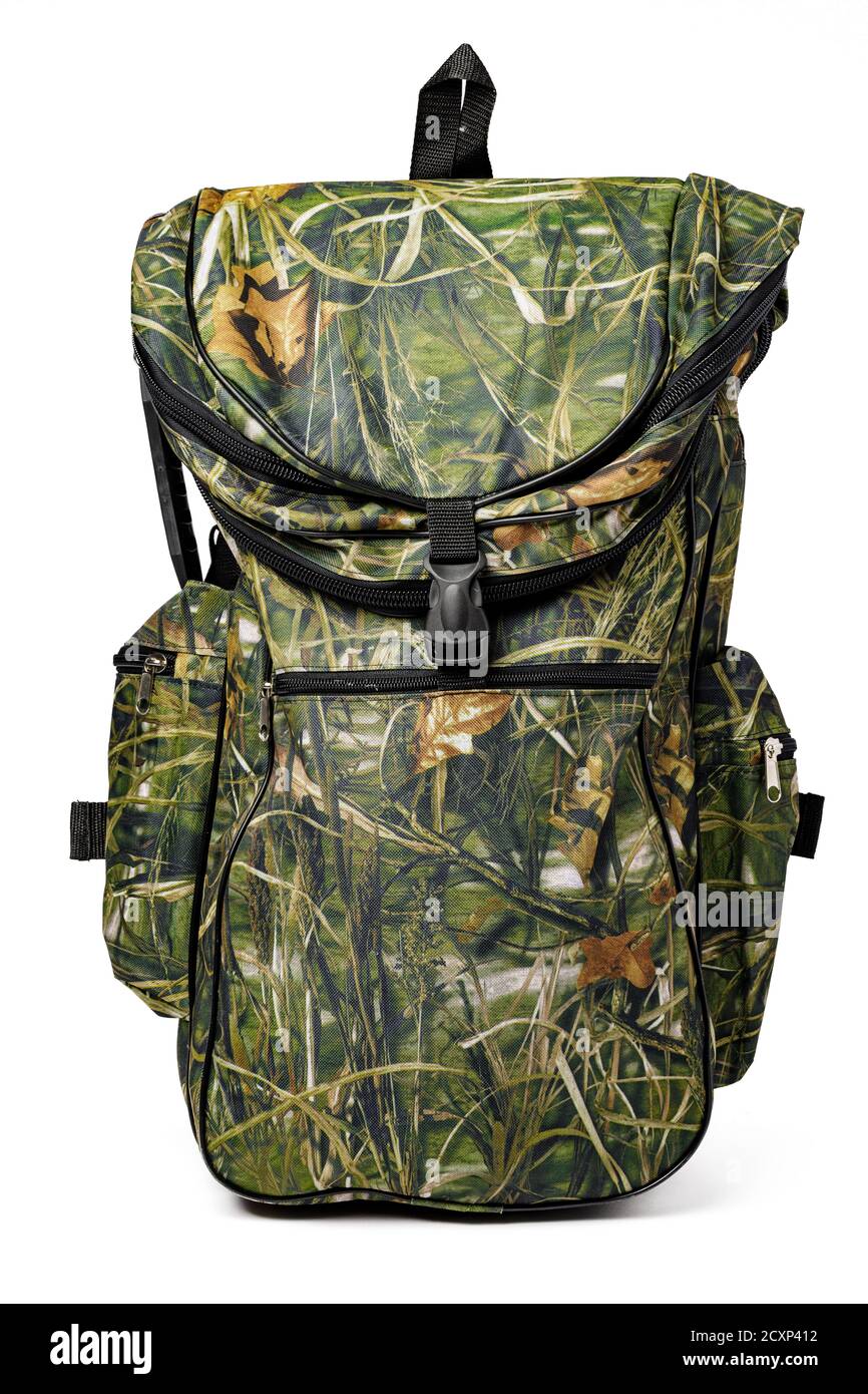Big military backpack isolated on white background Stock Photo - Alamy