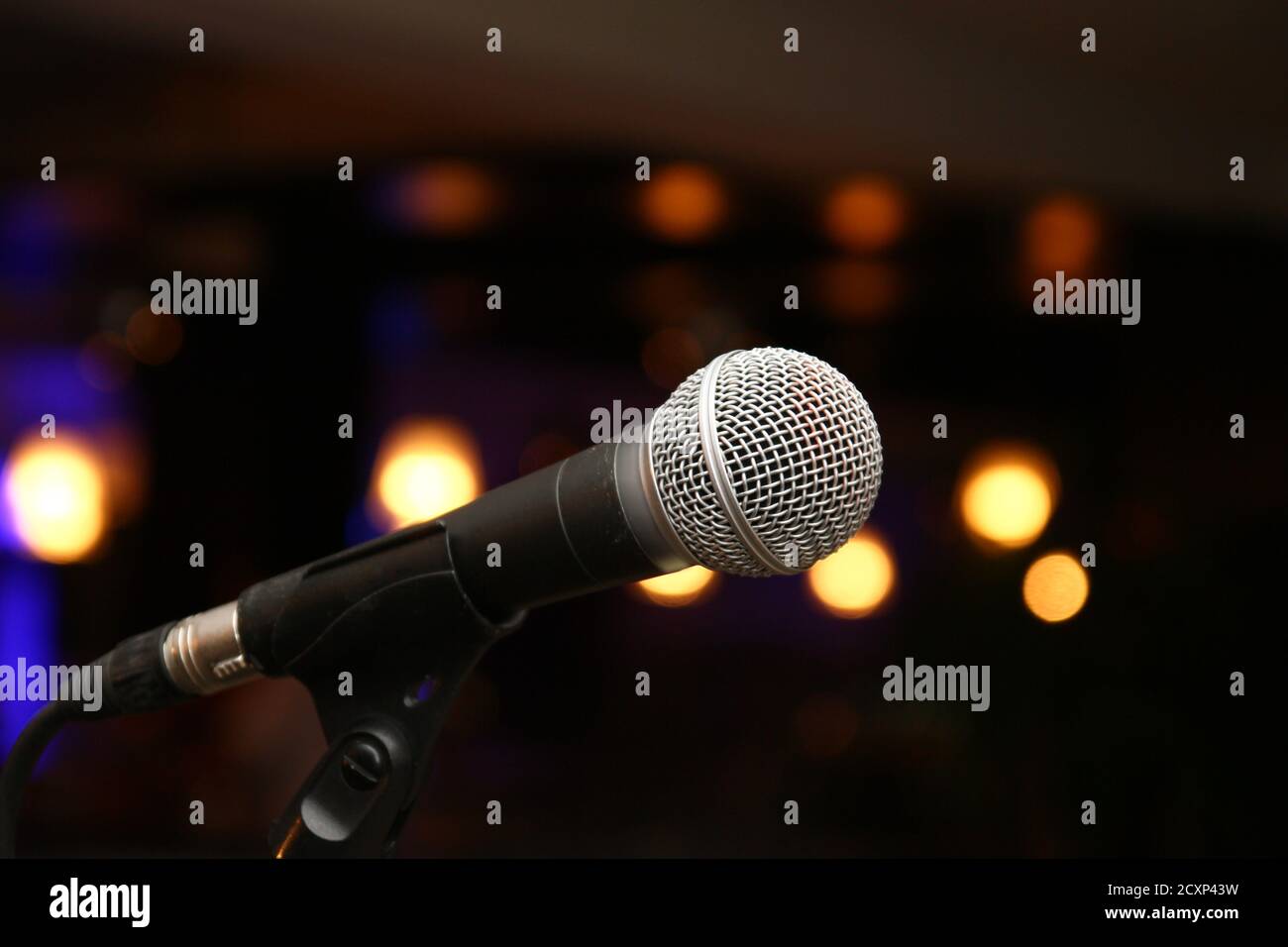 sing music microphone on stage, macro close up Stock Photo - Alamy