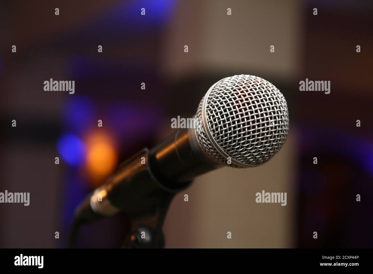 sing music microphone on stage, macro close up Stock Photo - Alamy