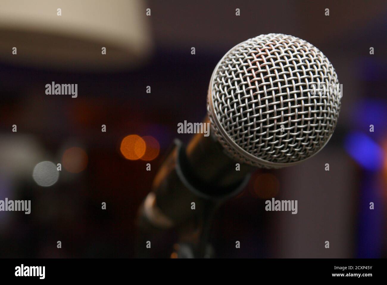 sing music microphone on stage, macro close up Stock Photo - Alamy