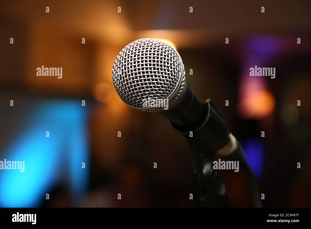 sing music microphone on stage, macro close up Stock Photo - Alamy