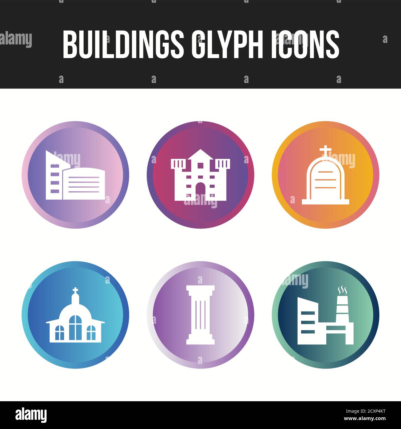 Beautiful buildings vector icon set for commercial use Stock Vector ...