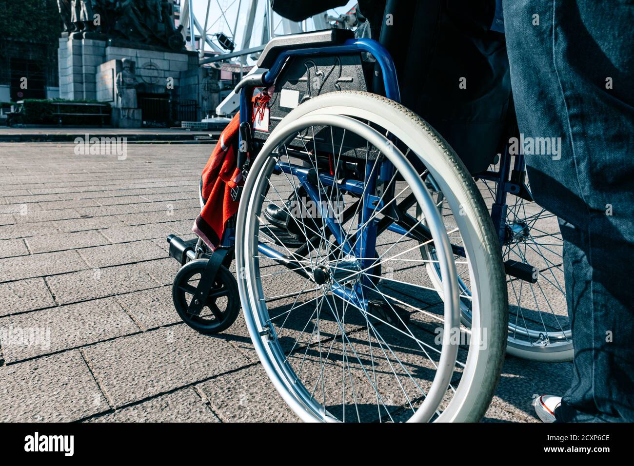outdoors close up of a wheelchair - urban mobility in a disability ...