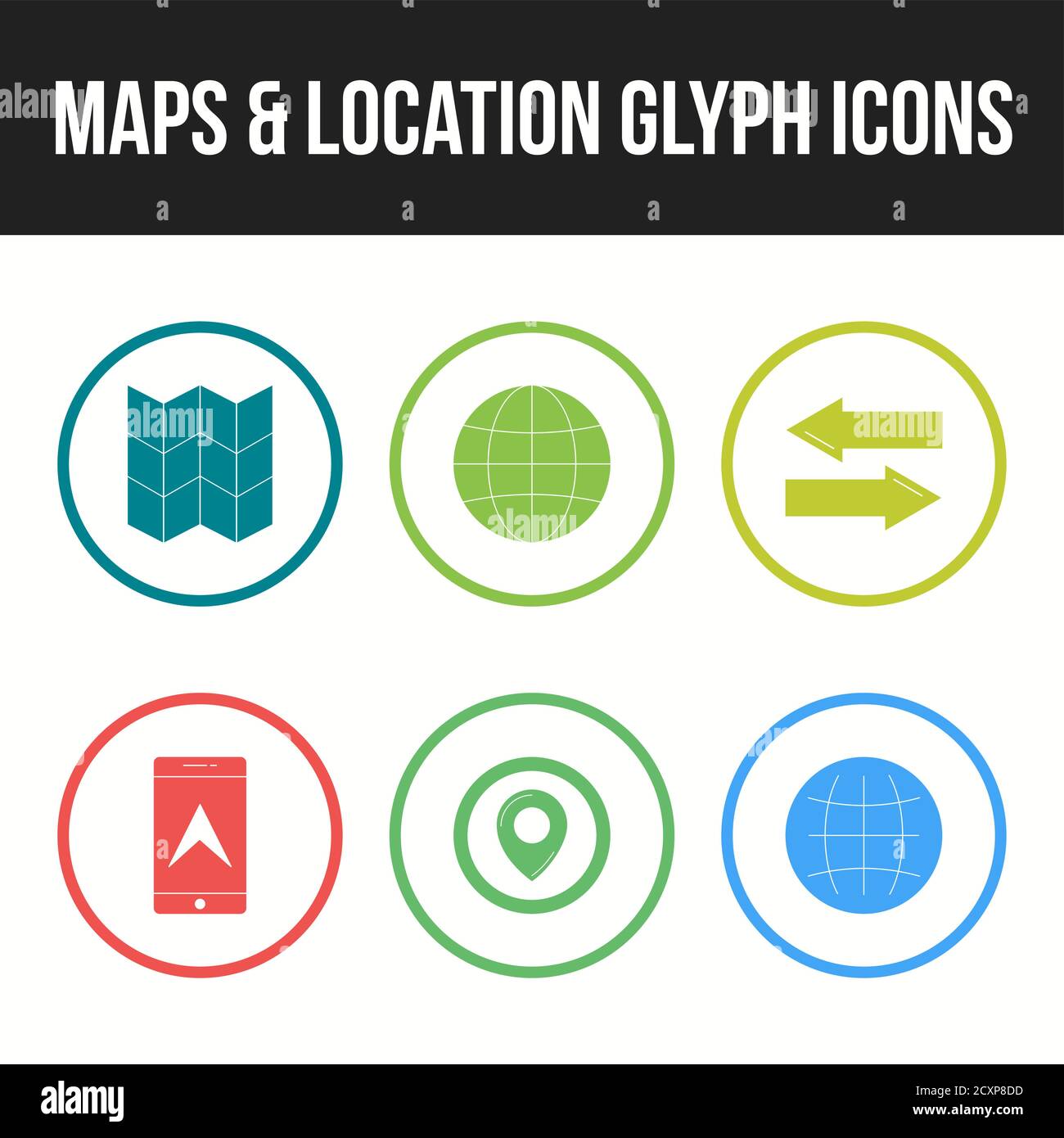 Unique set of maps & location 6 glyph icons Stock Vector Image & Art ...