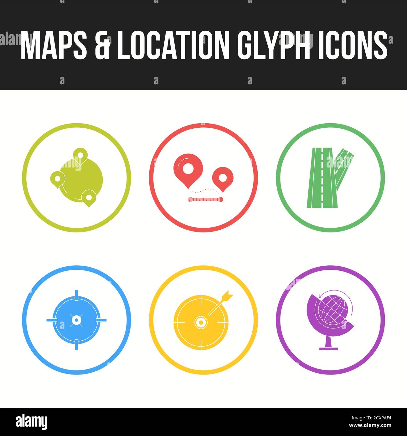 Unique icon set of maps & location glyph icons Stock Vector Image & Art ...