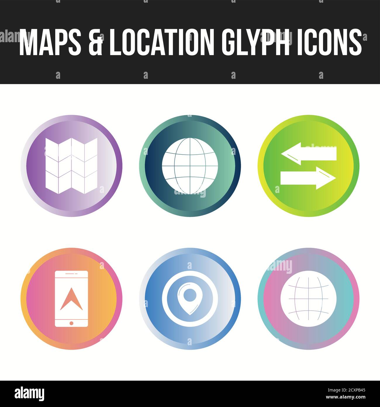 Unique set of maps & location 6 glyph icons Stock Vector Image & Art ...