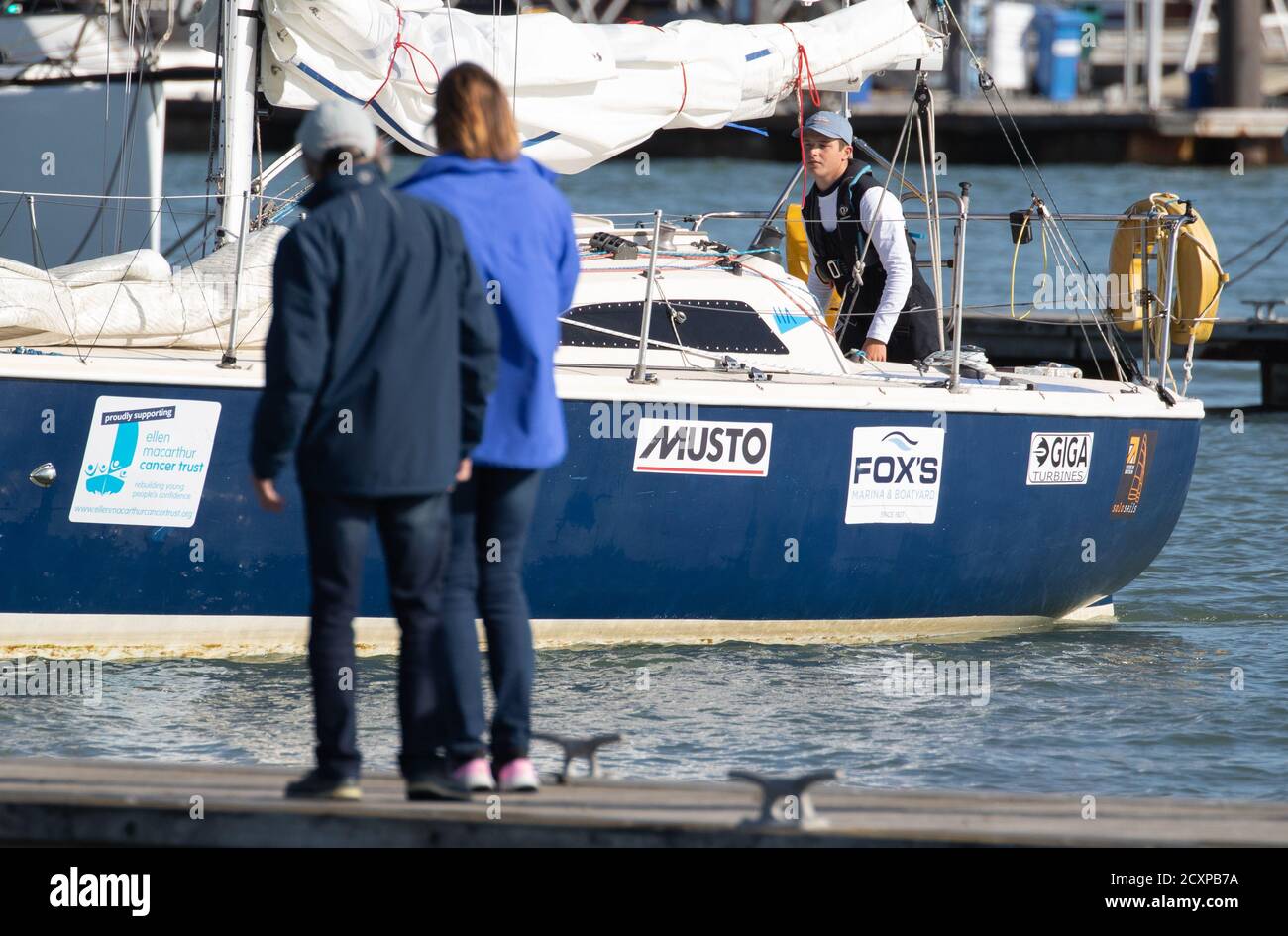 15-year-old Timothy Long brings his 28ft boat 'Alchemy' alongside into ...