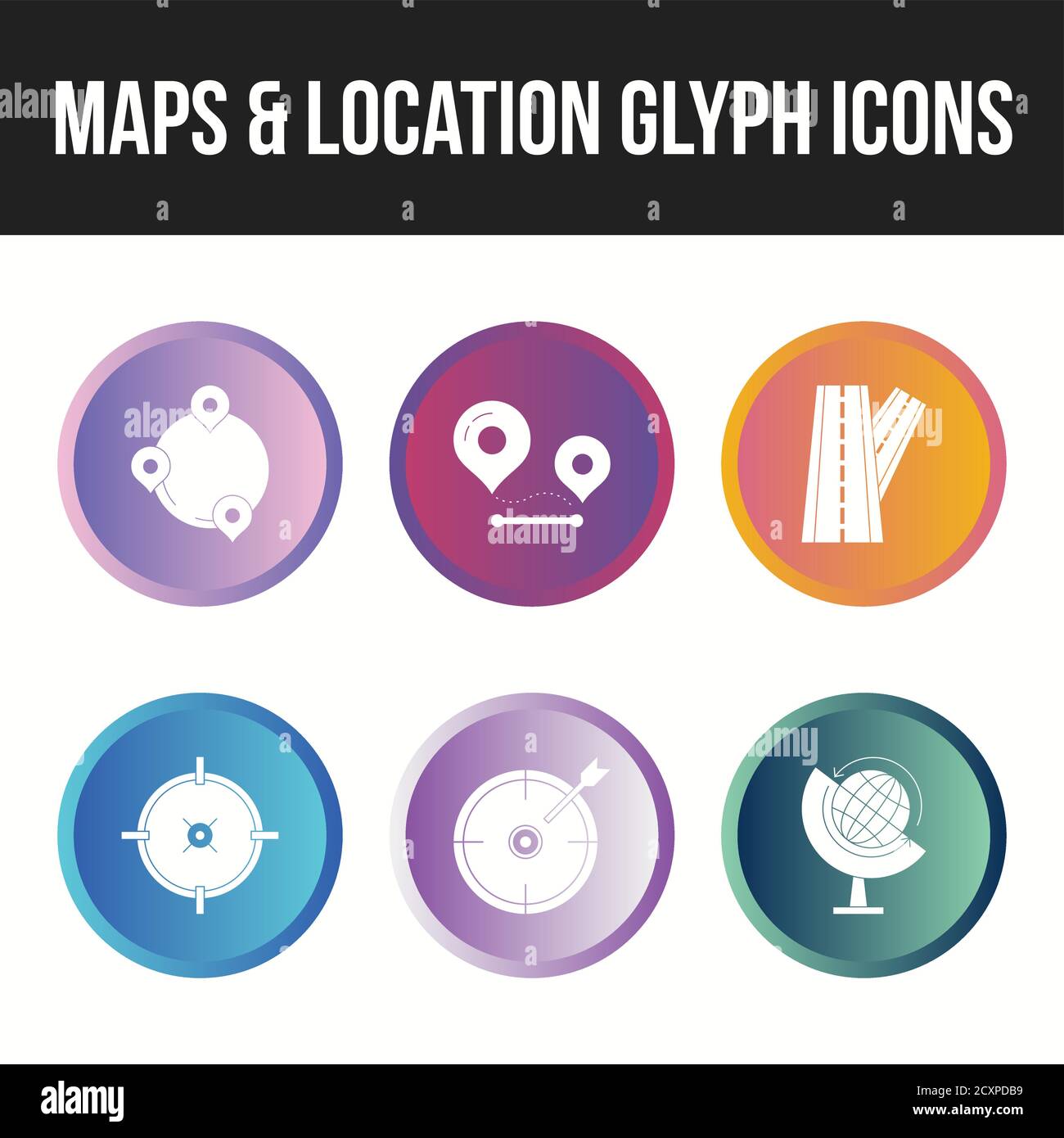 Unique icon set of maps & location glyph icons Stock Vector Image & Art ...