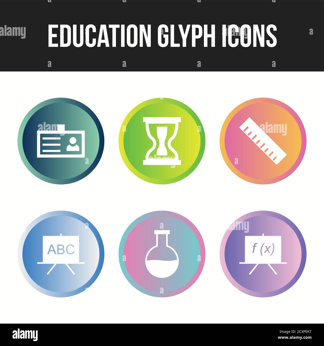 Beautiful Six Education & Schooling glyph Icon set Stock Vector Image ...