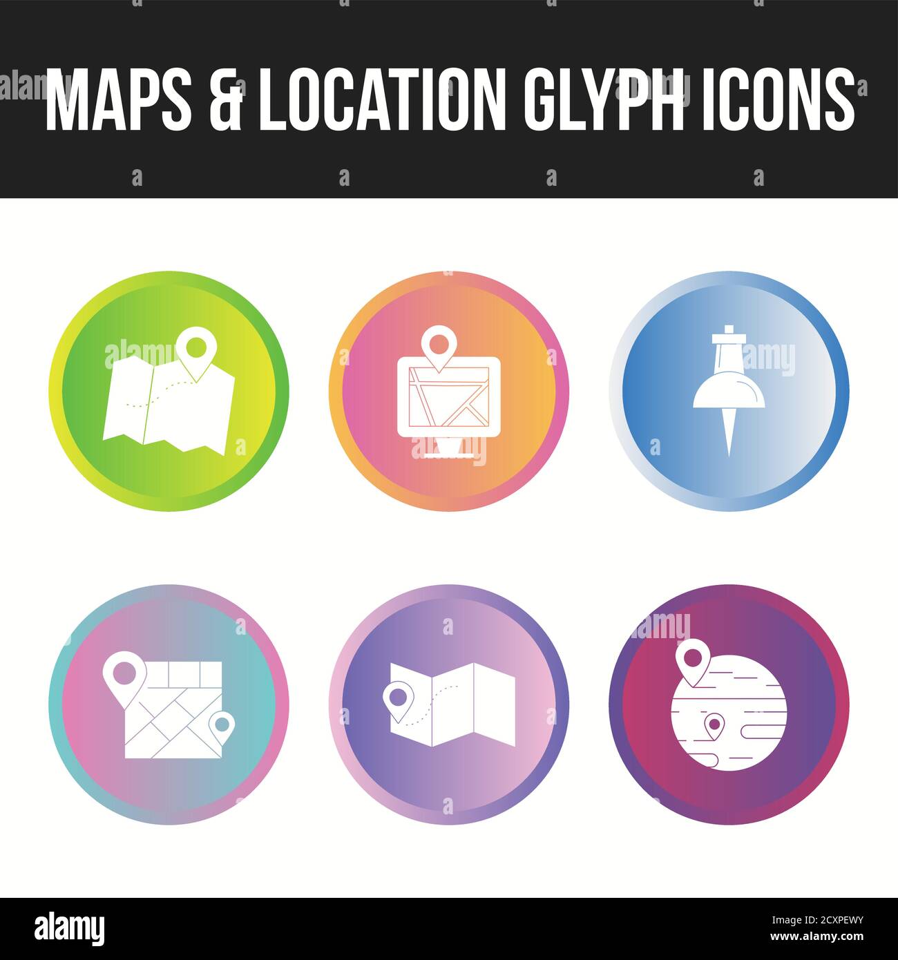 Unique set of maps & location 6 glyph icons Stock Vector Image & Art ...