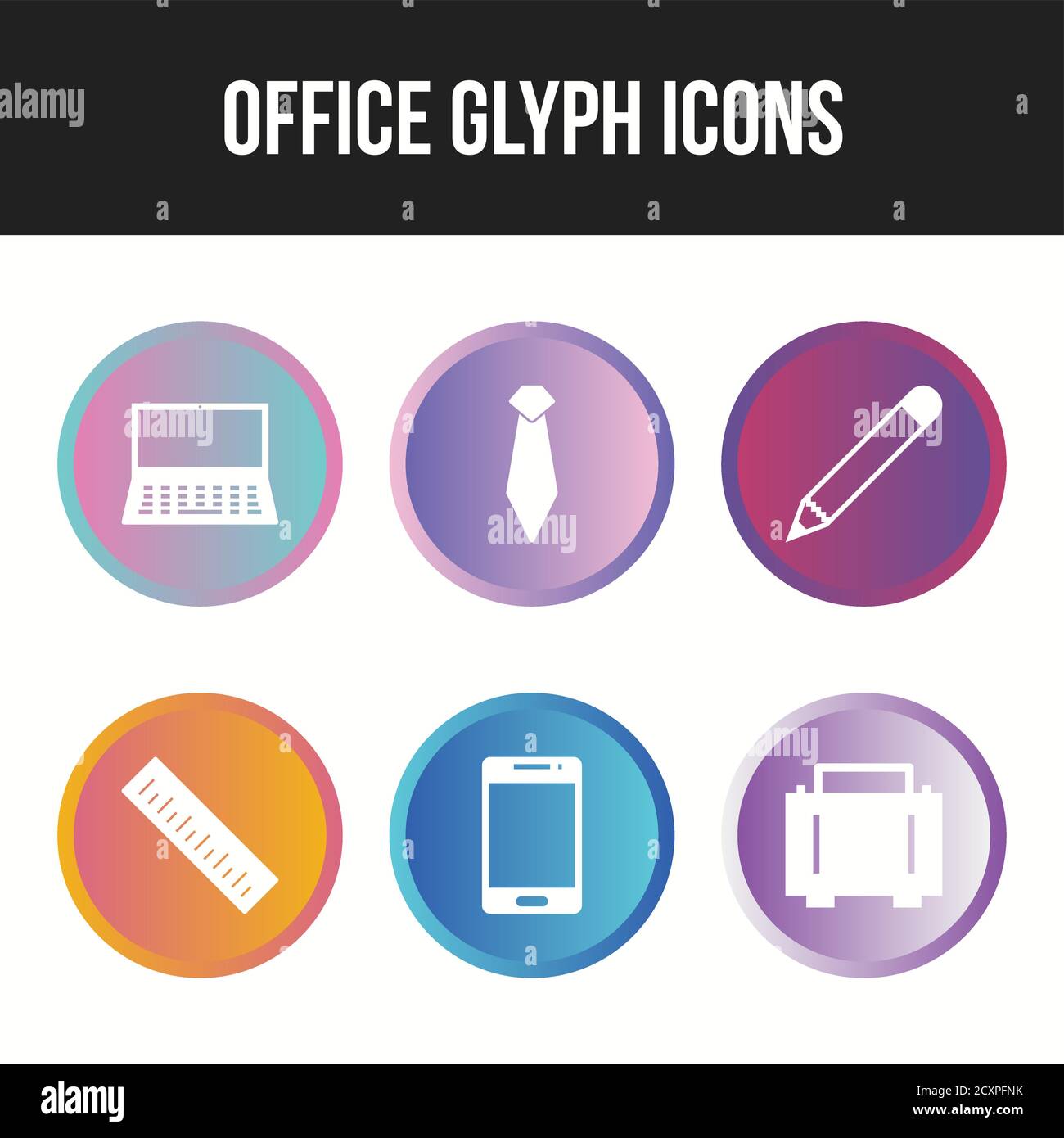 Unique icon set of office glyph vector icons Stock Vector Image & Art ...