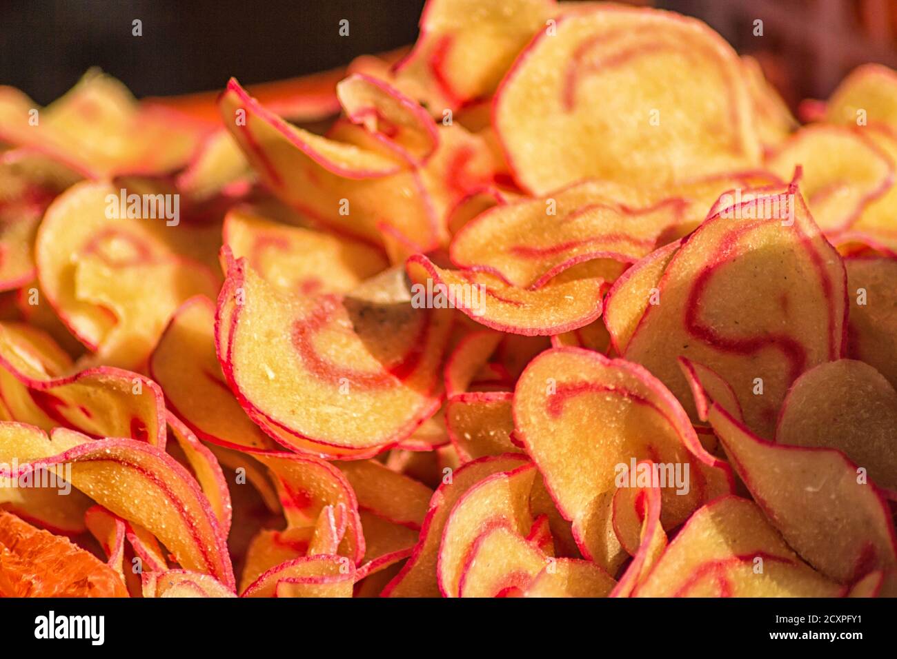 Chinese and Asian food on the market, rice, chips, noodles, sweets ...