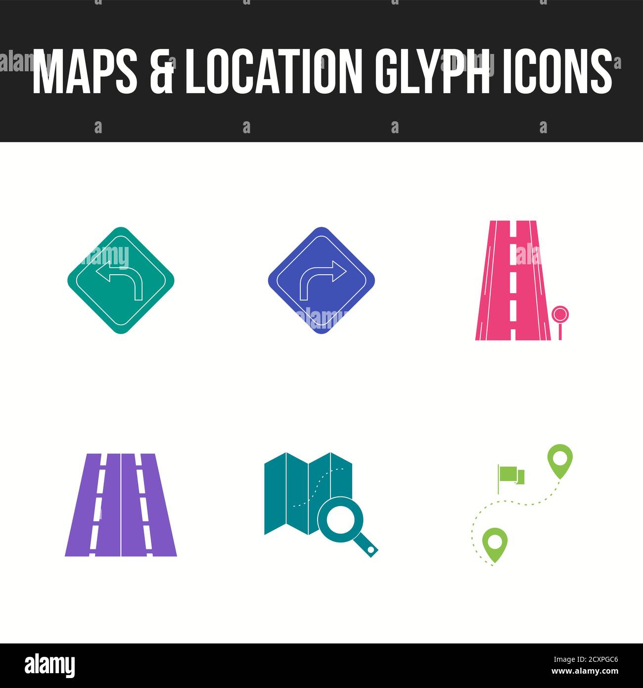 Beautiful maps & location unique glyph icon set Stock Vector Image ...