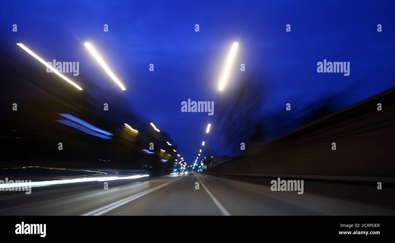 traffic night light at city speed way Stock Photo - Alamy
