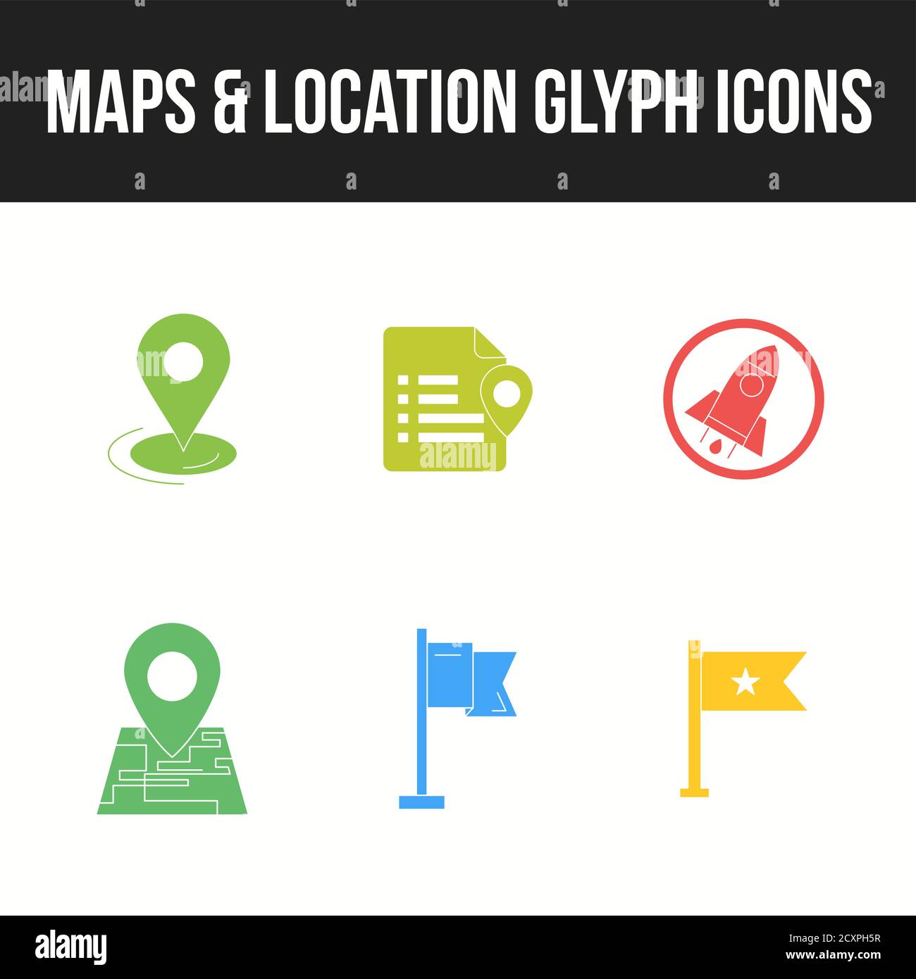 Unique icon set of maps & location glyph icons Stock Vector Image & Art ...