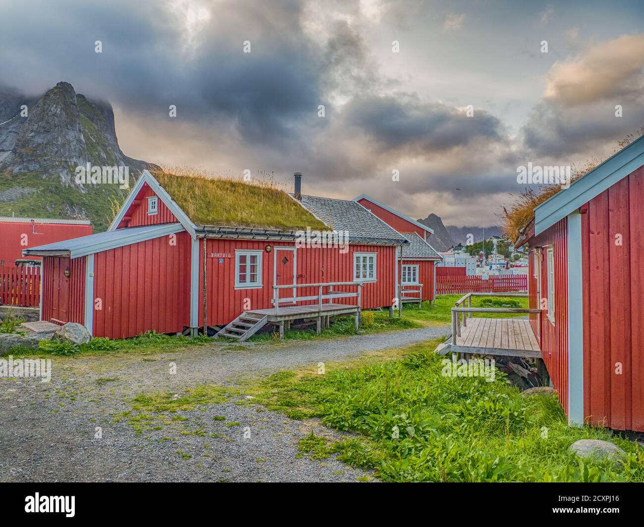 Traditional, red, wooden houses in Reine. Lofoten Norway. Europe Stock ...