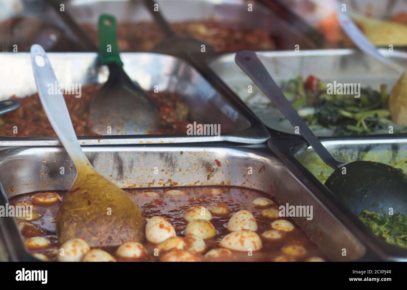 Chinese and Asian food on the market, rice, chips, noodles, sweets ...