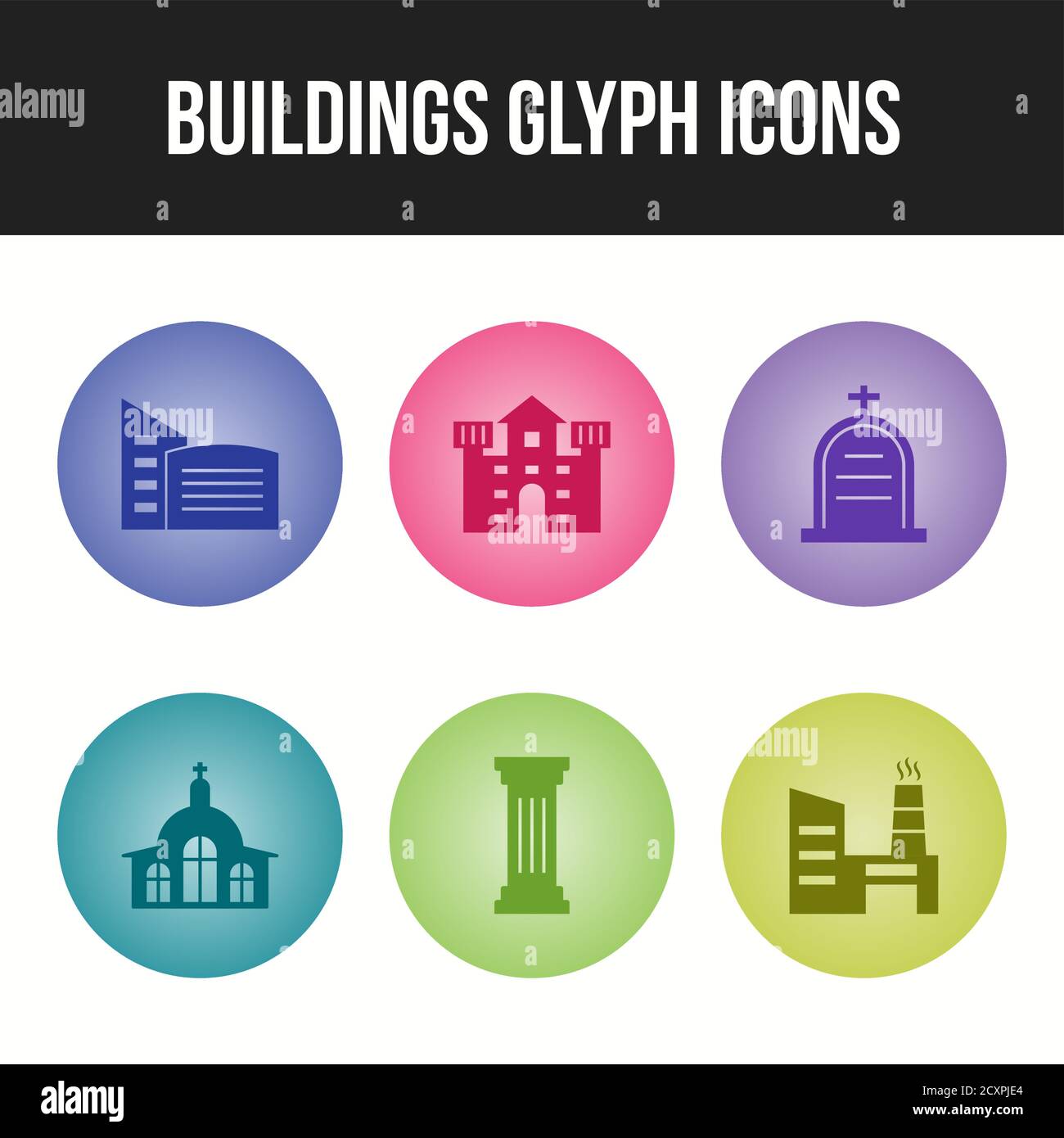 Beautiful buildings vector icon set for commercial use Stock Vector ...