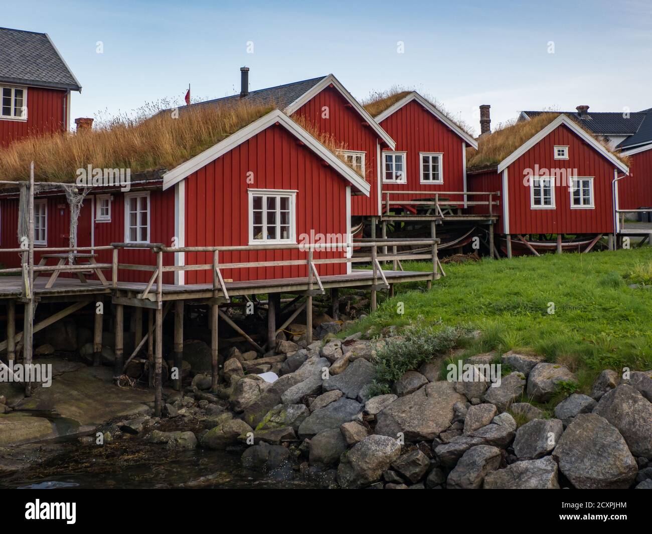 Traditional, red, wooden houses in Reine. Lofoten Norway. Europe Stock ...