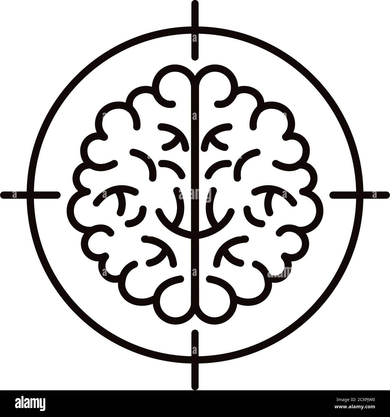 brain human with target line style icon vector illustration design ...