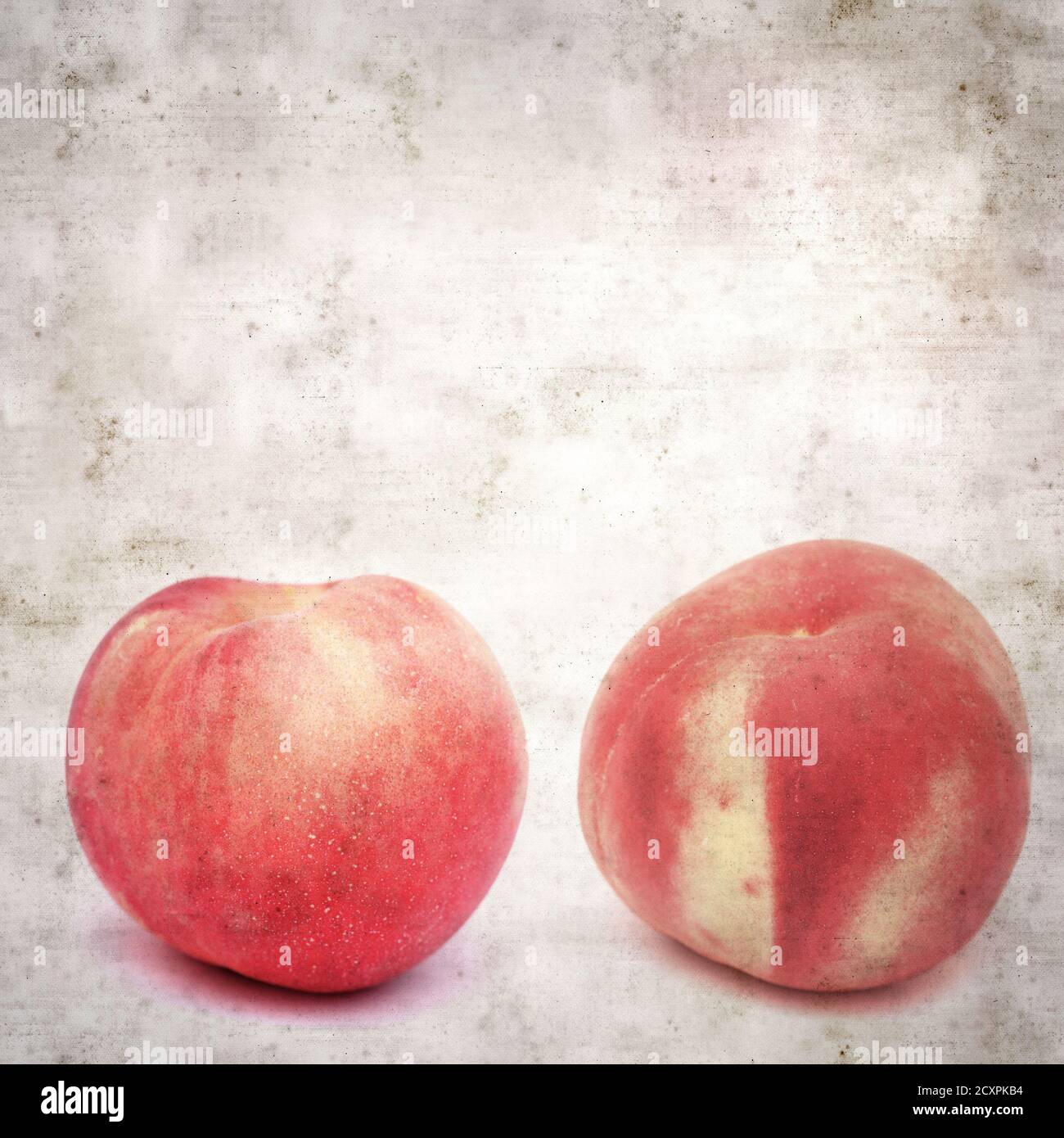 Textured old paper background, square, with red round ripe peach Stock ...